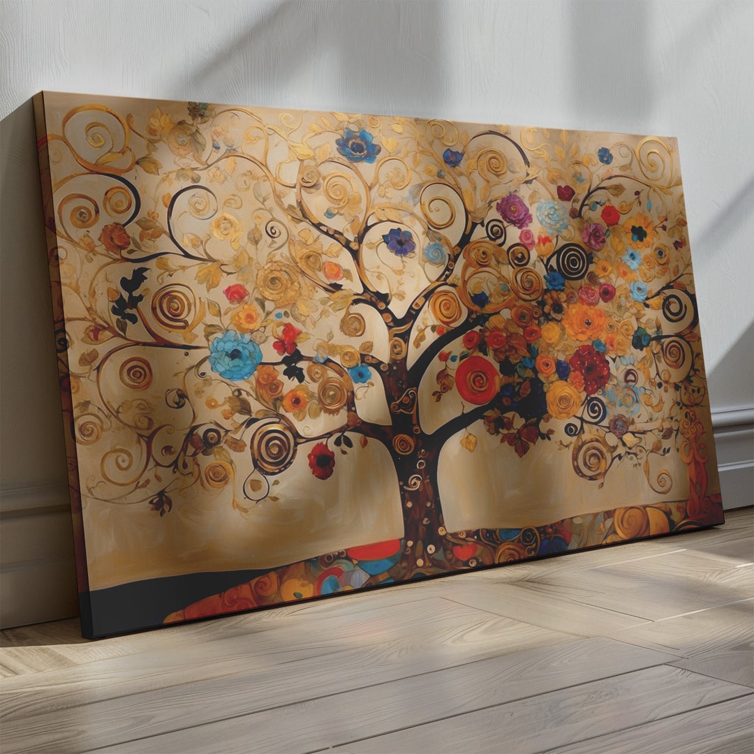 Tree of Life Style Gustav Klimt Style Canvas Design Gustav Klimt Style ...