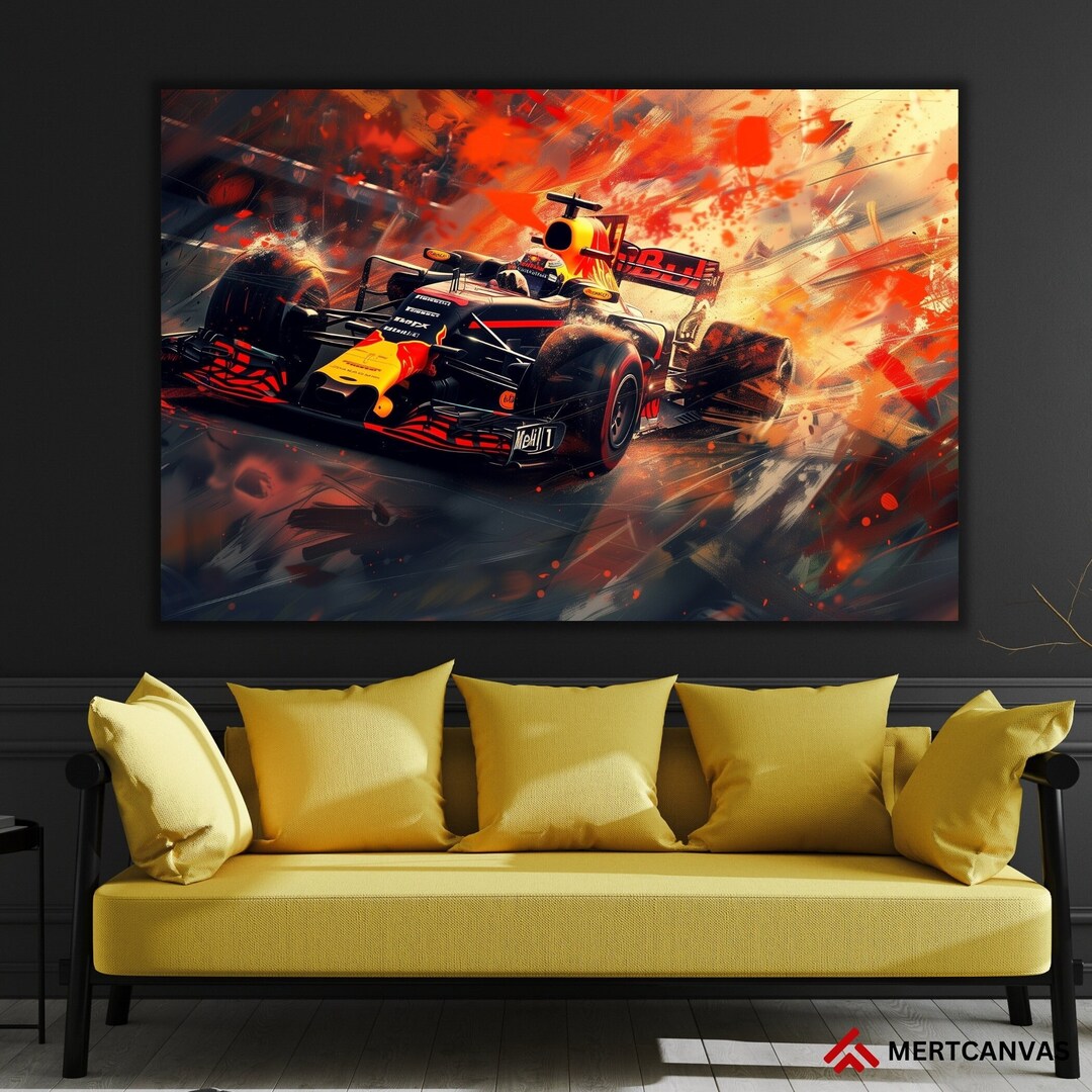 Red Bull Racing Canvas Max Verstappen Canvas Formula 1 Poster Red Bull ...