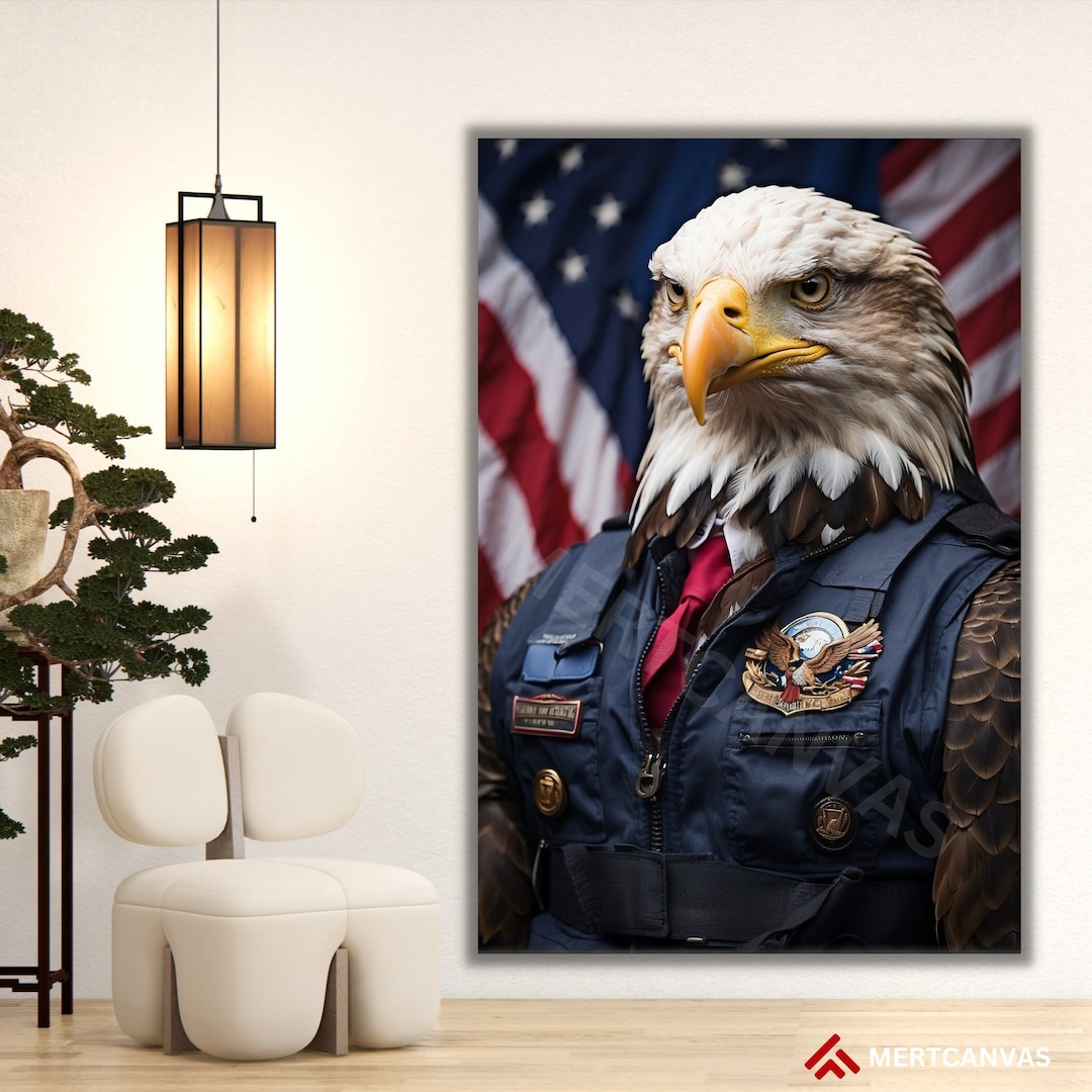 US Flag Bald Eagle Gun Canvas Eagle Glory USA Flag Defender Warrior ...