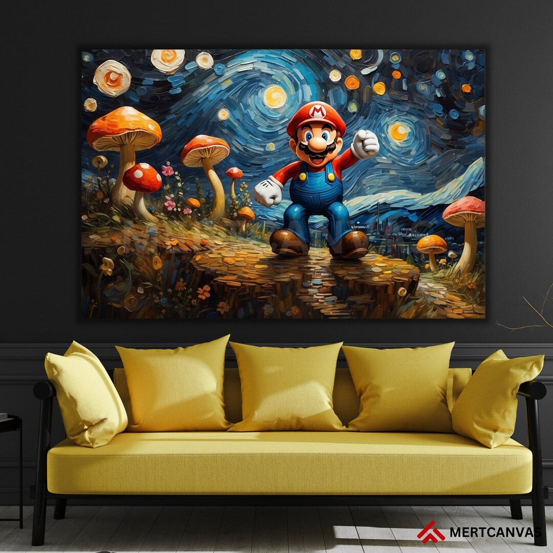 Super Mario Canvas Starry Night View Canvas Super Mario Super Mario ...