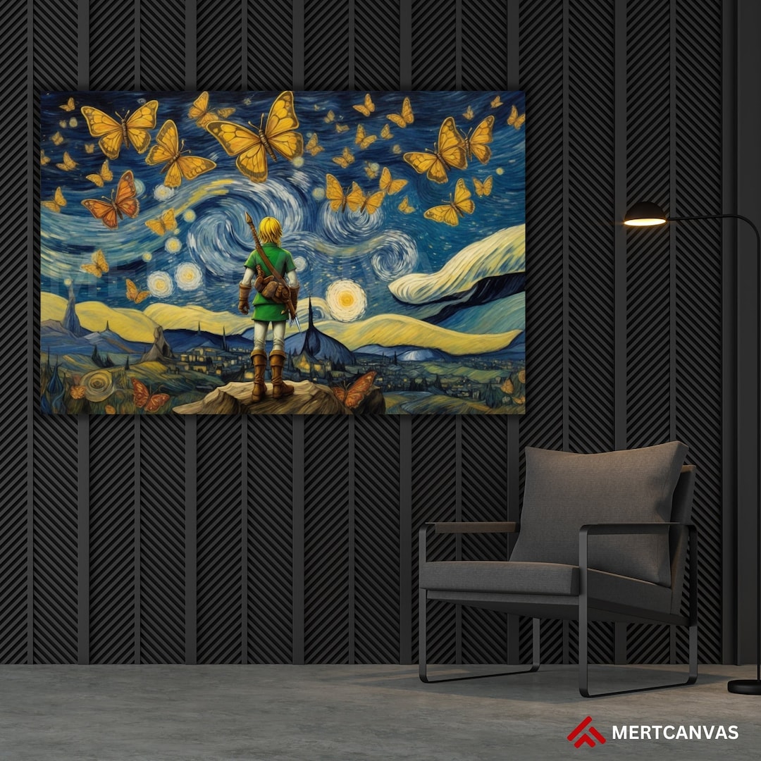 The Legend of Zelda Canvas Poster Van Gogh Starry Night Background ...