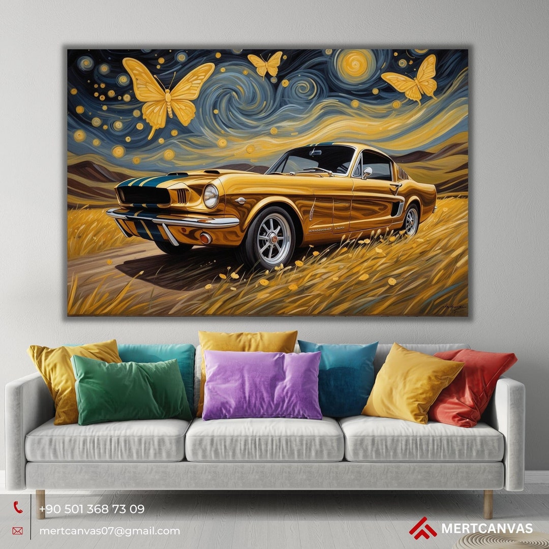 Ford Mustang Design Van Gogh Style the Starry Night Ford Mustang Canvas ...