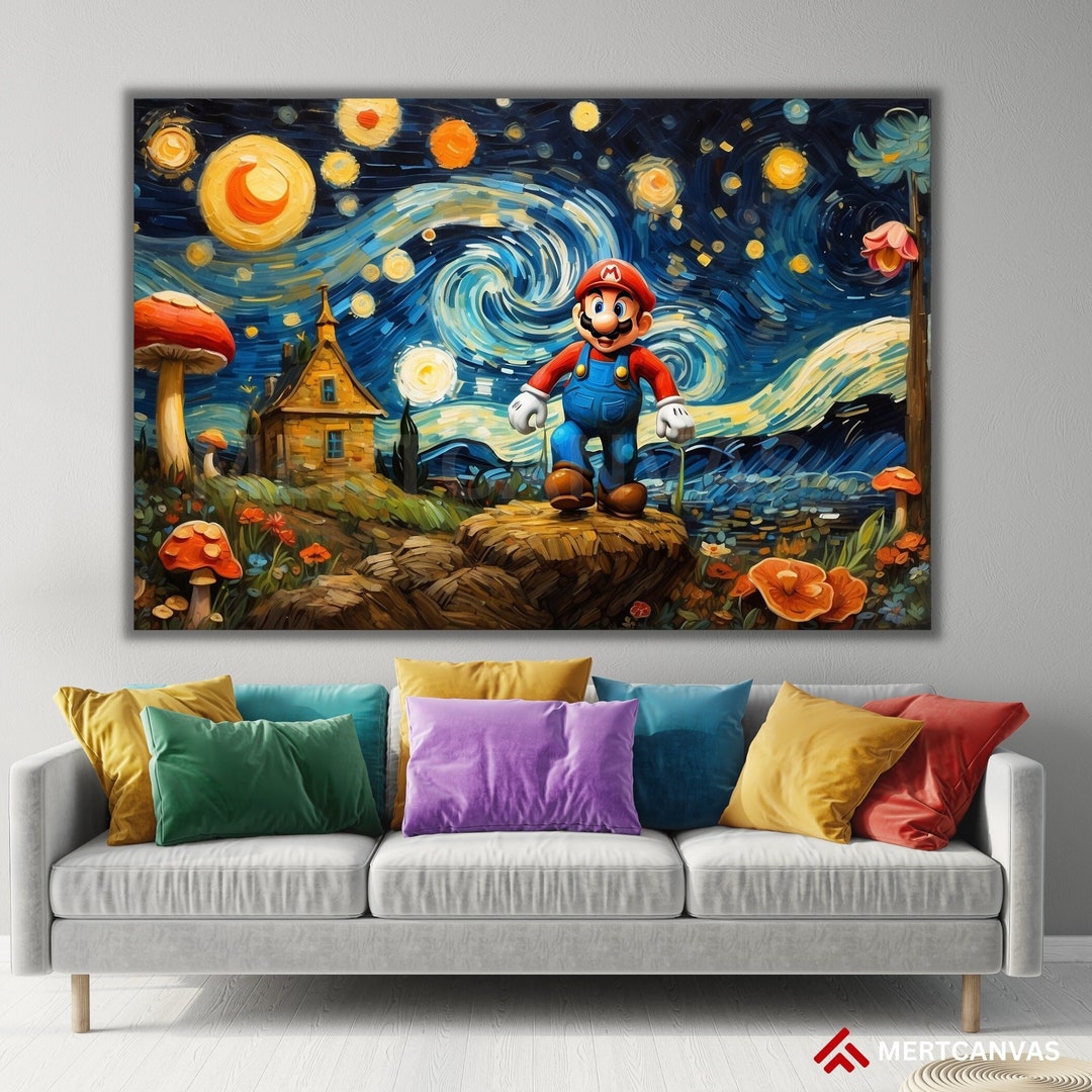 Super Mario Canvas Starry Night View Canvas Super Mario Super Mario ...