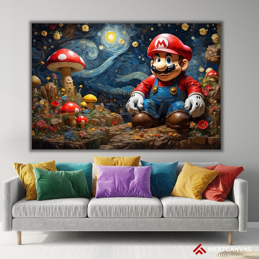 Super Mario Canvas Starry Night View Canvas Super Mario Super Mario ...