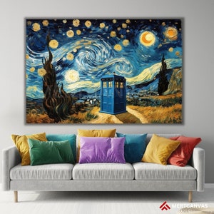 Canvas Doctor Who Tardis Box Vincent Van Gogh the Starry Night Style ...