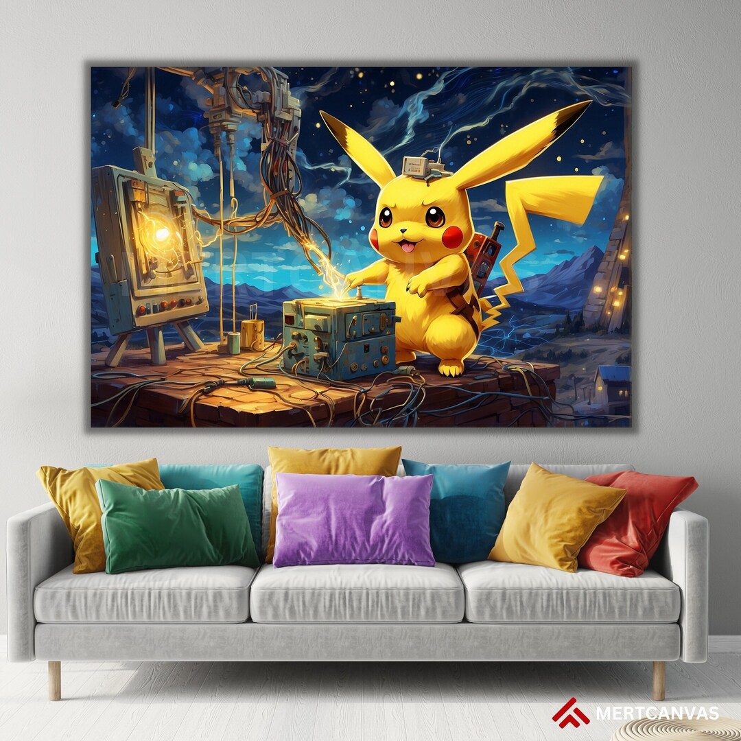 Pikachu Ready to Hang Canvas Pikachu Canvas Pikachu Poster Pikachu ...