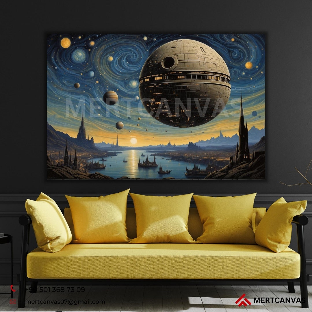Starry Night Death Star Star Wars Canvas Print Star Wars Art Print Star ...