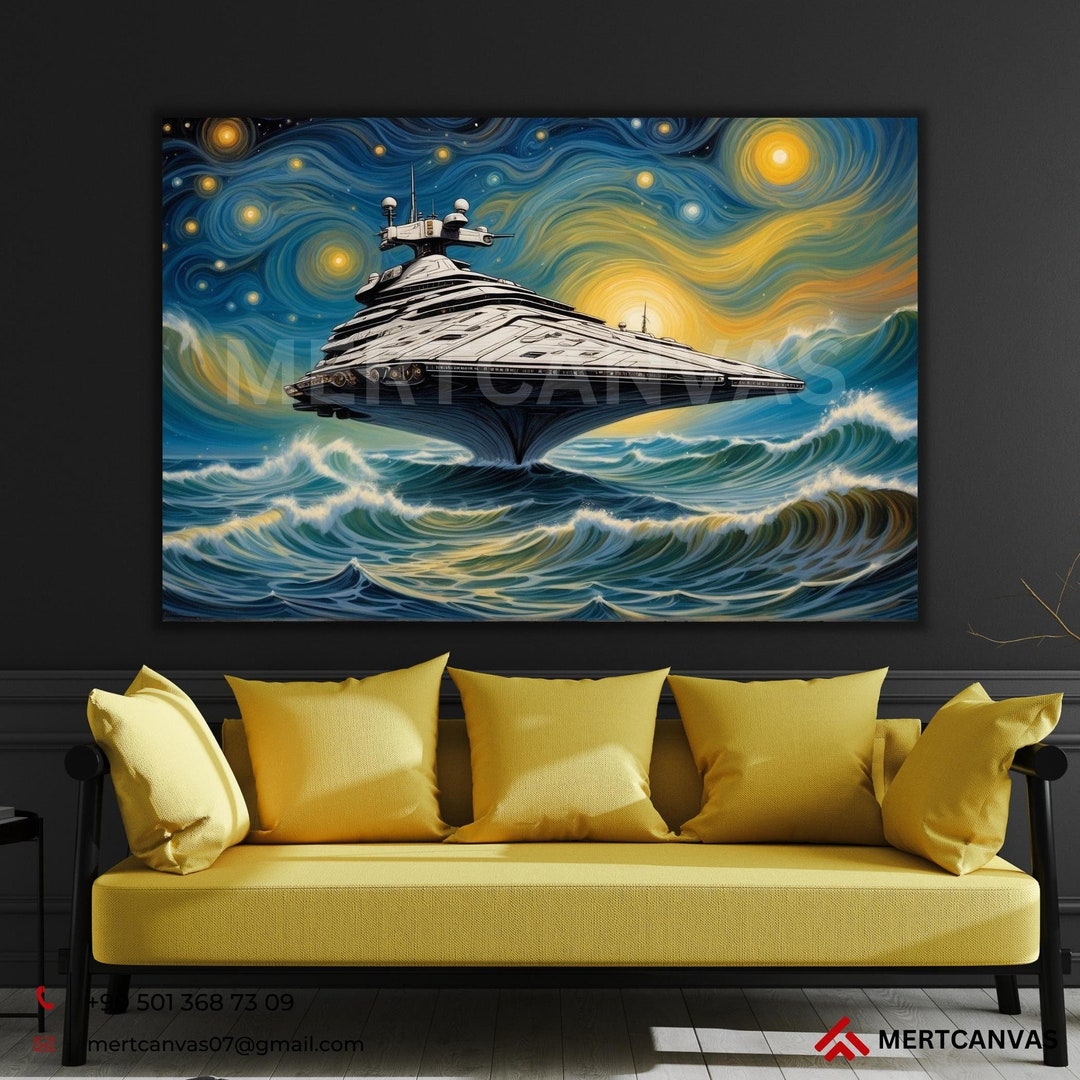 Star Destroyer Starry Night Spaceship Star Wars Canvas Print - Etsy