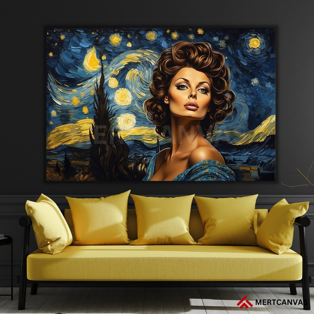 Sophia Loren Canvas Vincent Van Gogh the Starry Night Style Sophia ...