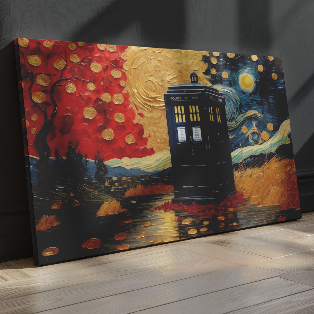 Canvas Doctor Who Tardis Box Vincent Van Gogh the Starry Night Style ...