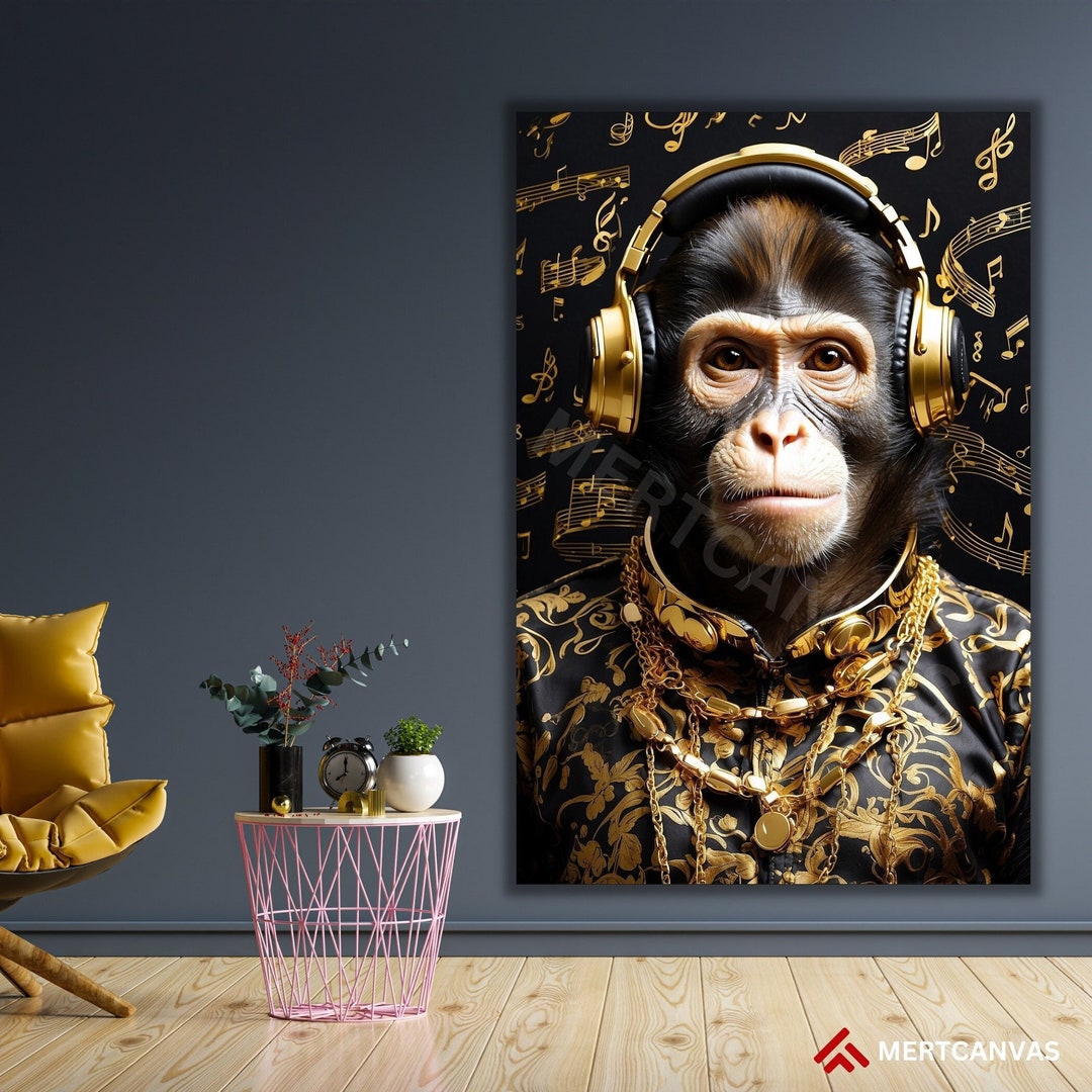 Dj Monkey My Design Dj Monkey Dj Gifts Dj Gift for Dj Canvas Art Dj ...