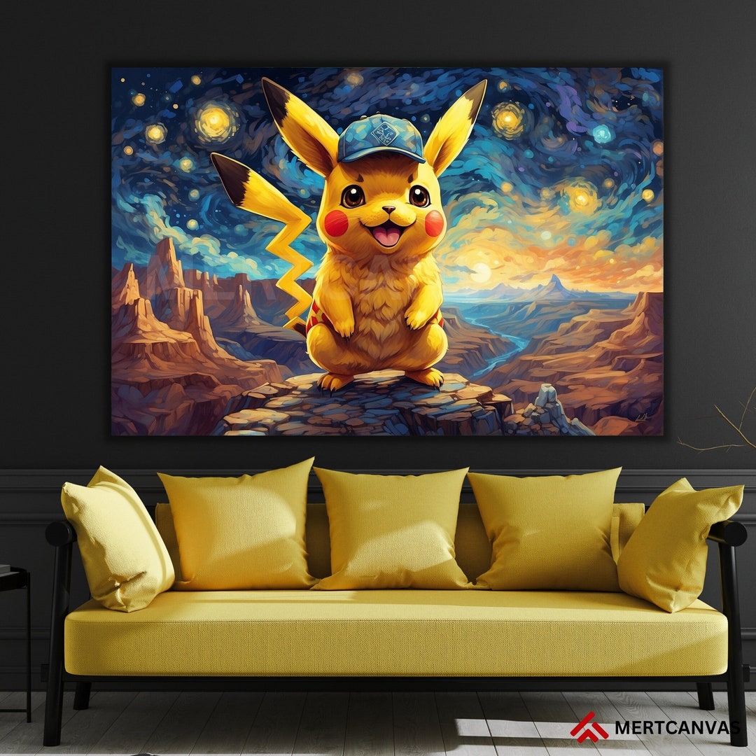 Big Canyon and Pikachu Ready to Hang Canvas Pikachu Canvas Van Gogh ...