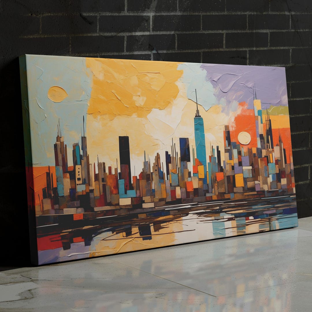 New York City Skyline Canvas Art, Colorful Urban Wall Decor, Modern New ...