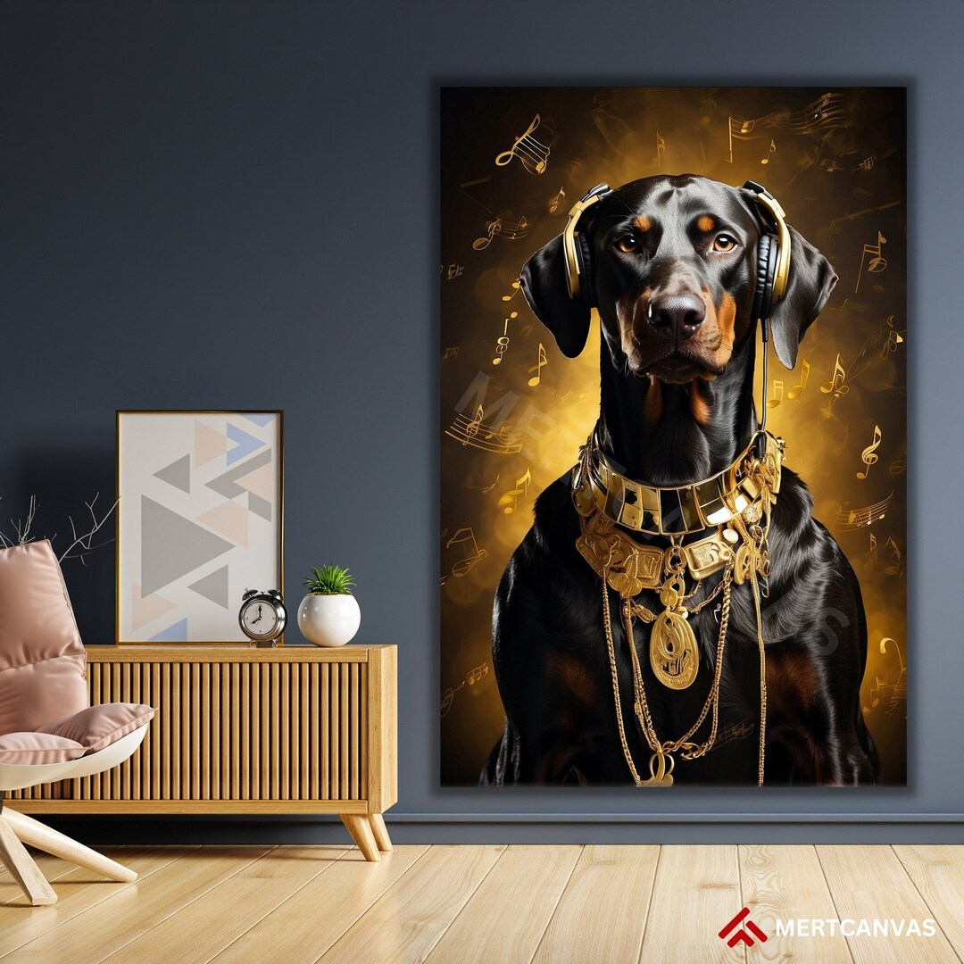 Comic Dj Doberman My Design Dj Dog Dj Gifts Dj Gift for Dj Canvas Art ...