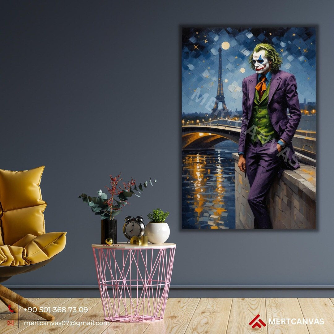 Joker Fan Art Freehand Drawing Joker Canvas Joker Poster Joker - Etsy