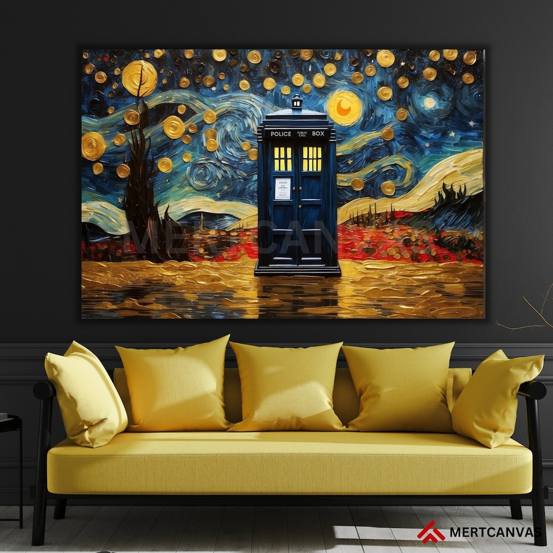 Canvas Doctor Who Tardis Box Vincent Van Gogh the Starry Night Style ...