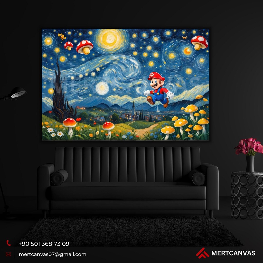 Super Mario Canvas Starry Night View Canvas Super Mario Super Mario ...
