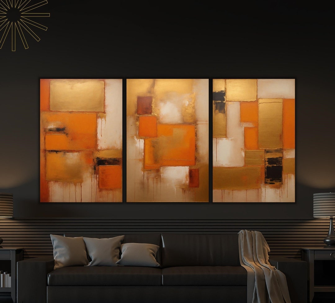 Mark Rothko Style Gold Orange Beige Abstract Wall Art Print Print Set ...