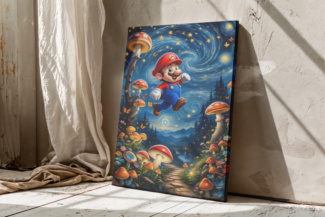 Super Mario Canvas Starry Night View Canvas Super Mario Super Mario ...