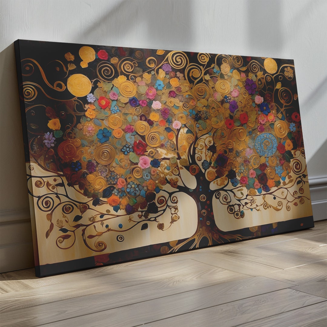 Tree of Life Style Gustav Klimt Style Canvas Design Gustav Klimt Style ...