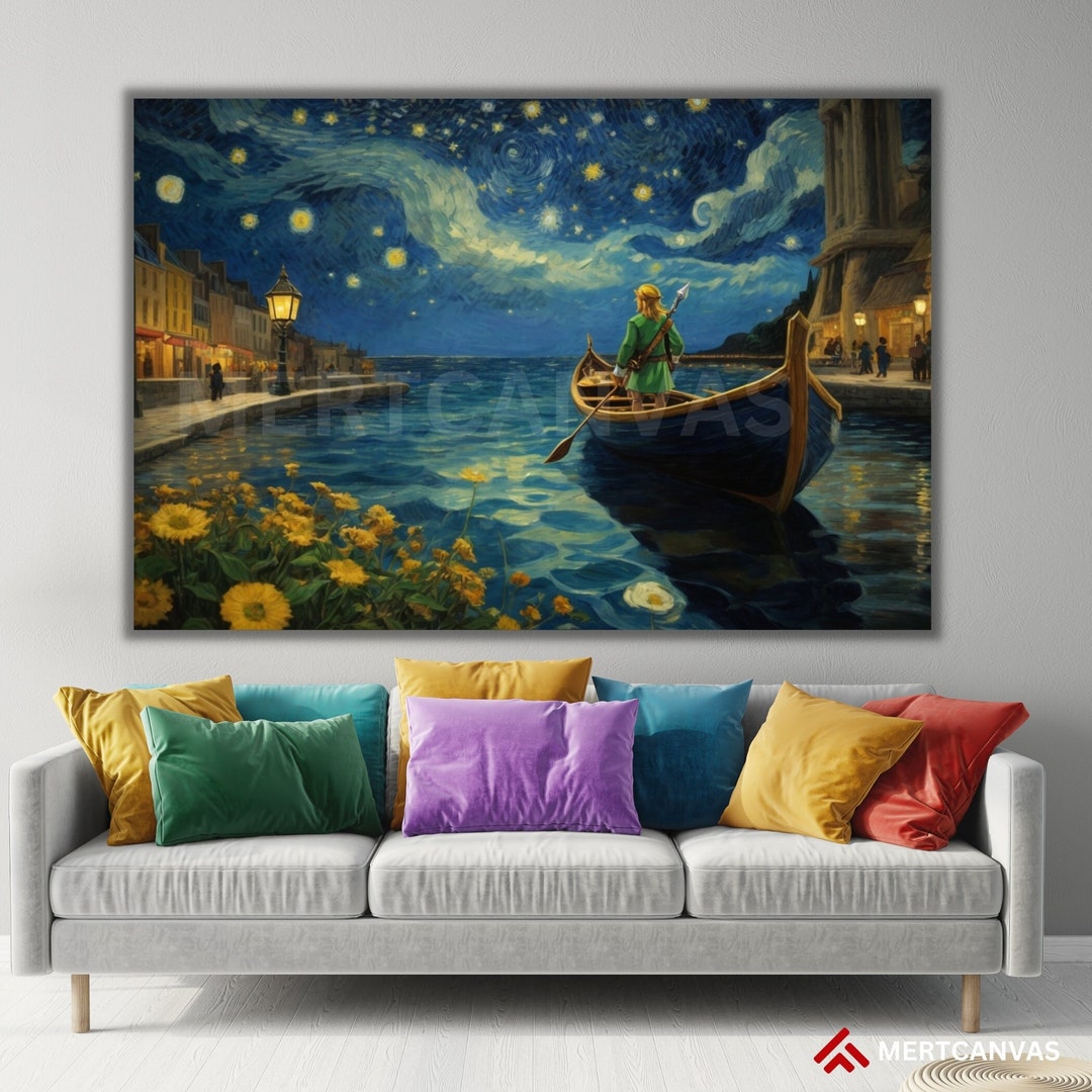 The Legend of Zelda Canvas Poster Van Gogh Starry Night Background ...