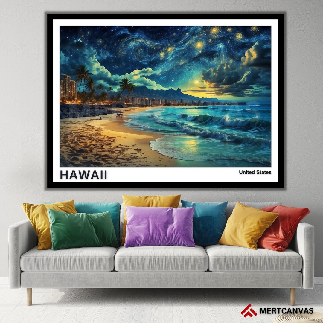 Starry Night Hawaii Beach Canvas United States Poster Hawaii Hawaii ...