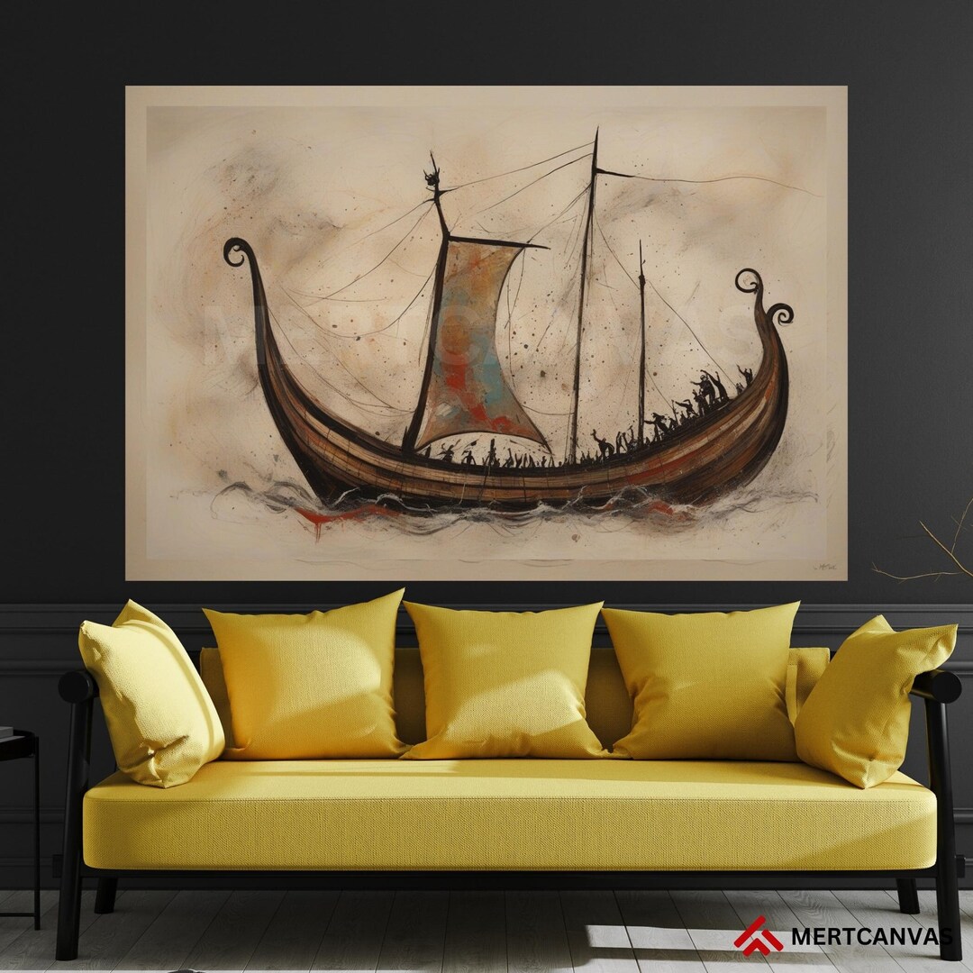 Viking Ship Art Canvas Viking Canvas Viking Gifts Sundown Poster Wall ...
