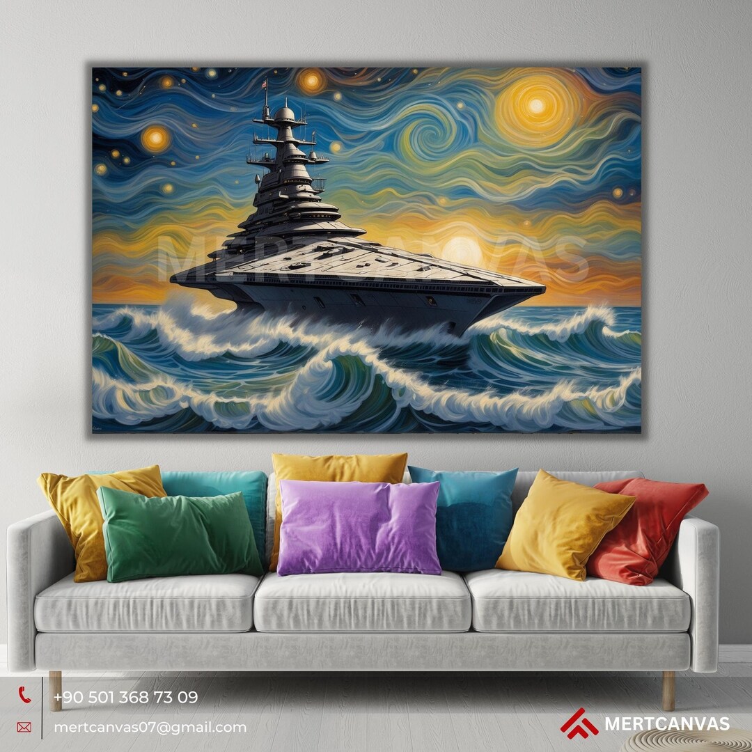 Star Destroyer Starry Night Spaceship Star Wars Canvas Print - Etsy