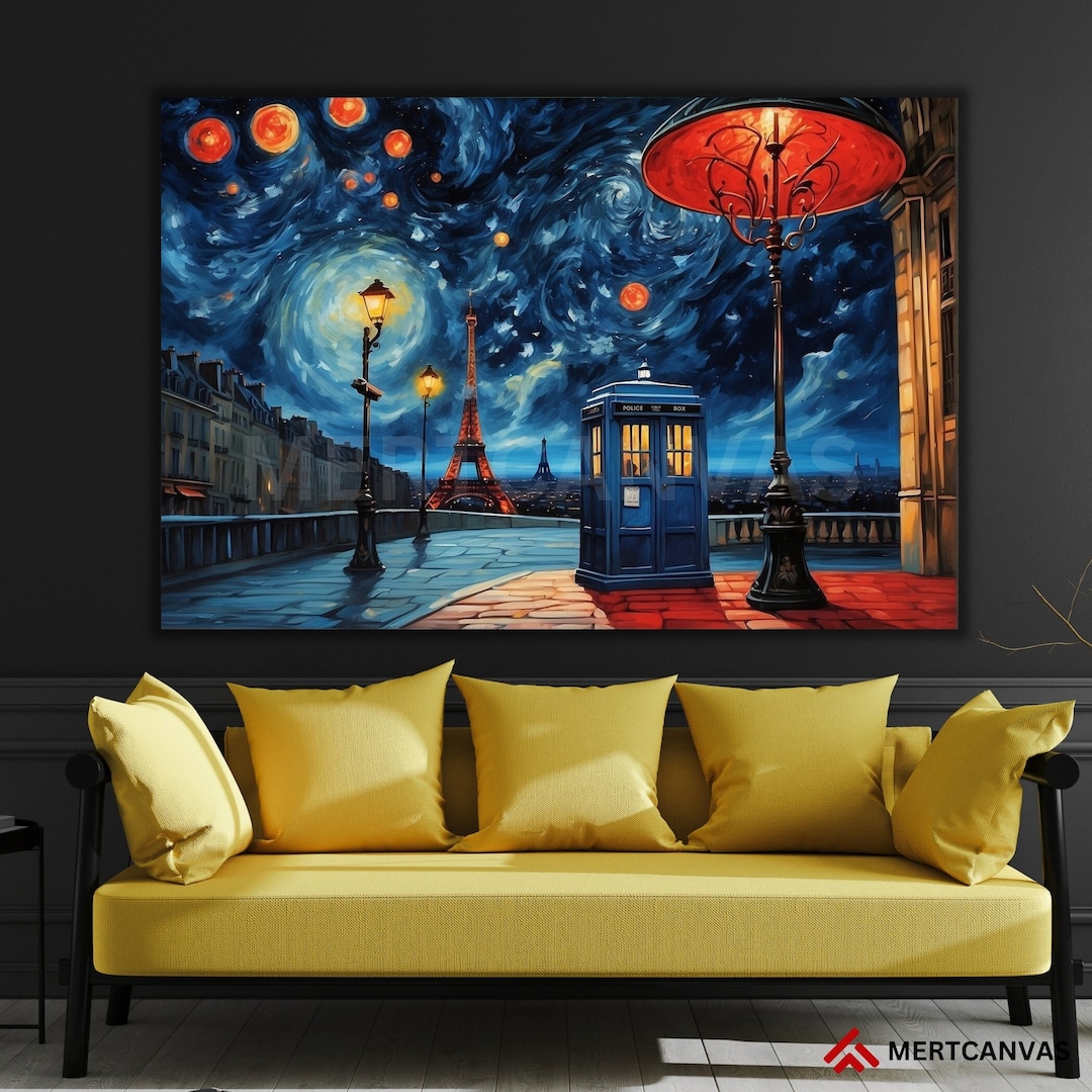 Canvas Doctor Who Tardis Box Paris Wall Art Doctor Who Wall Art Eiffel ...