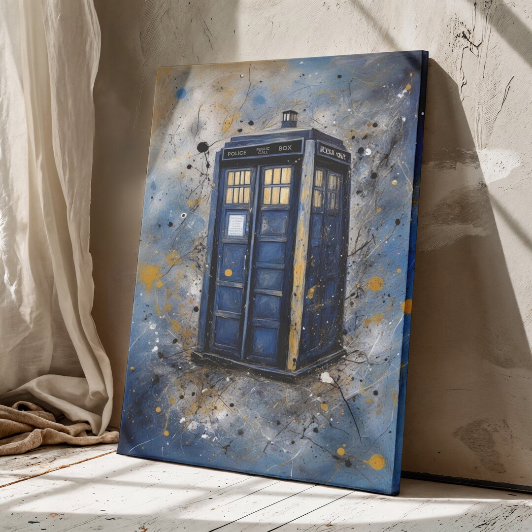 Doctor Who Tardis Box Jackson Pollock Style Doctor Who Wall Art Doctor ...