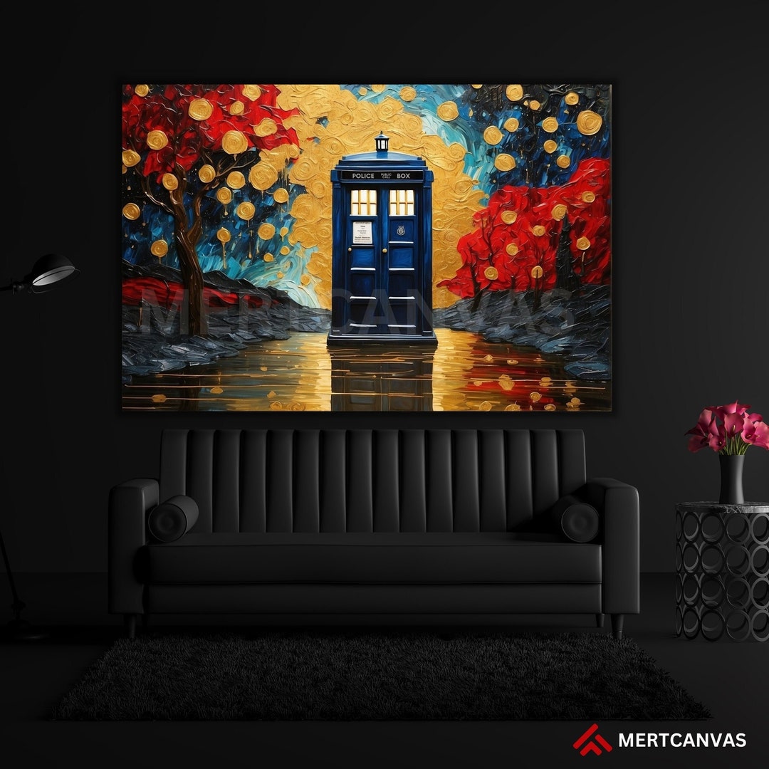 Canvas Doctor Who Tardis Box Vincent Van Gogh the Starry Night Style ...