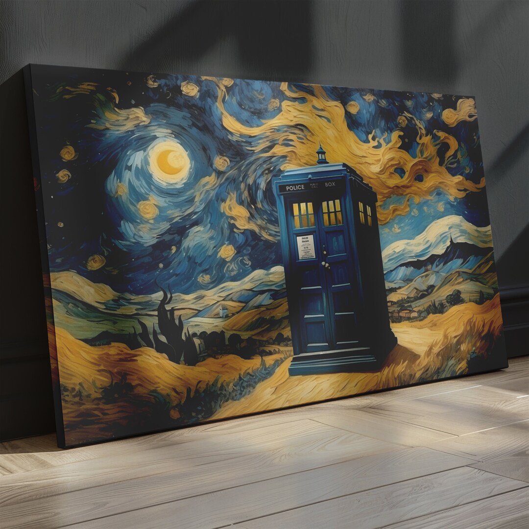 Canvas Doctor Who Tardis Box Vincent Van Gogh the Starry Night Style ...