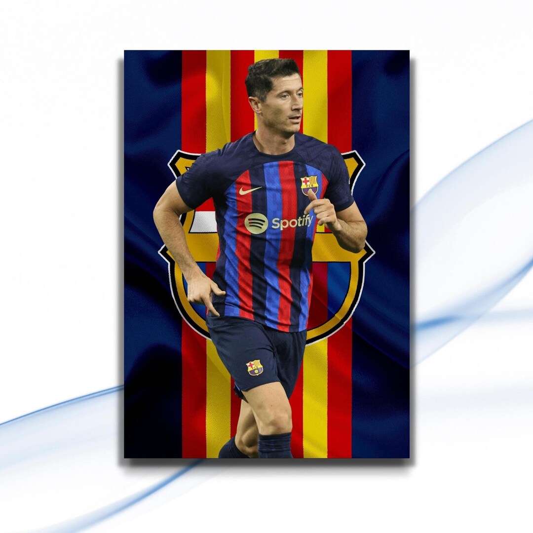 Barcelona Robert Lewandowski Print Poster Robert Lewandowski Canvas ...