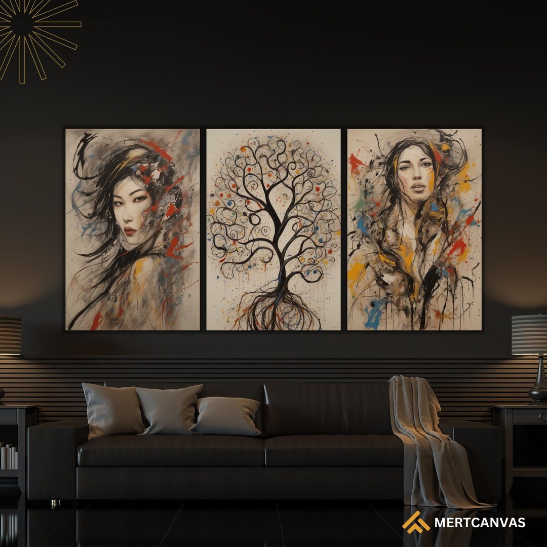 Tree of Life Jackson Pollock Style Women Canvas Abstract Wall - Etsy