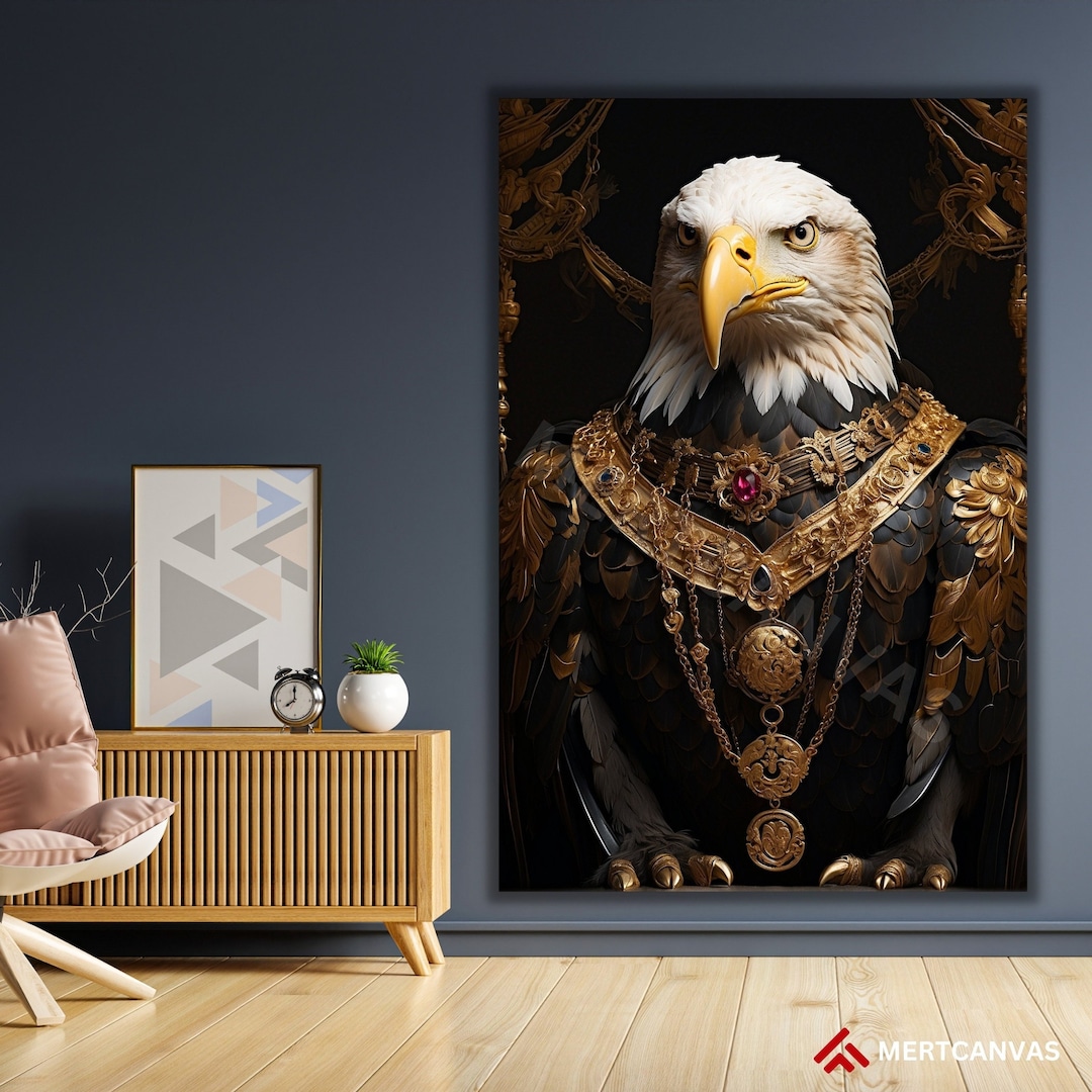 Gold Schwarz Weißkopfseeadler Design Weißkopfseeadler Leinwand Kunst ...