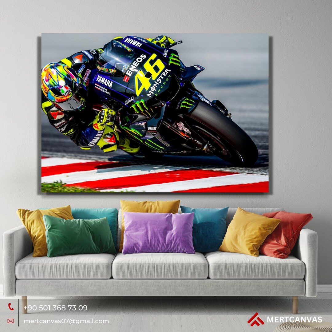Valentino Rossi Motogp Poster Canvas Panel Wall Art Decor Yamaha Poster ...