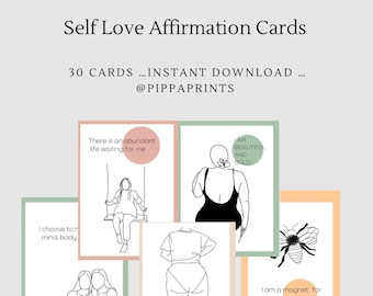 45 Self-love Affirmation Cards PDF Download Digital - Etsy