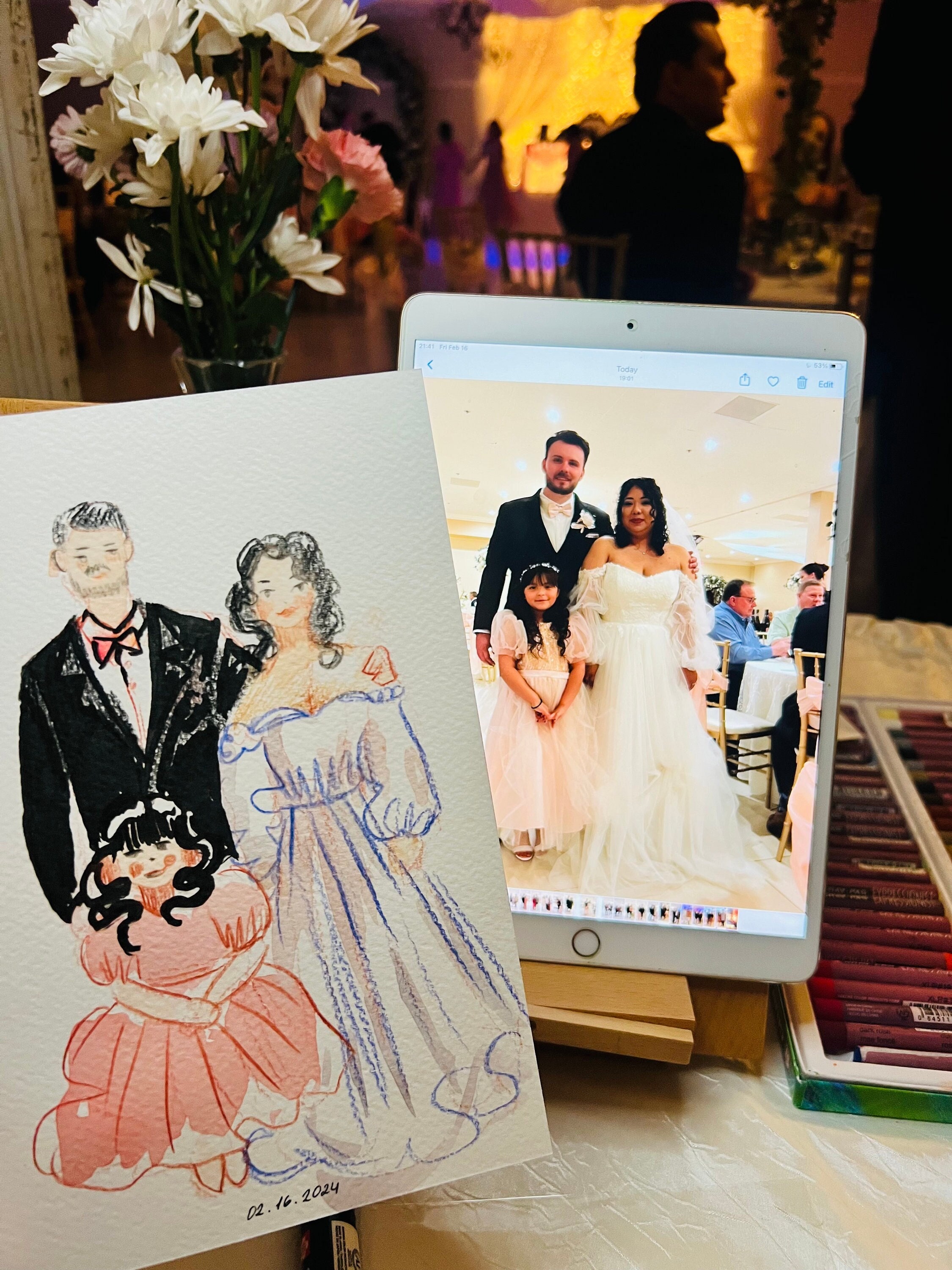Live Guest Portrait, Live Guest Watercolor Painting, Live Wedding ...
