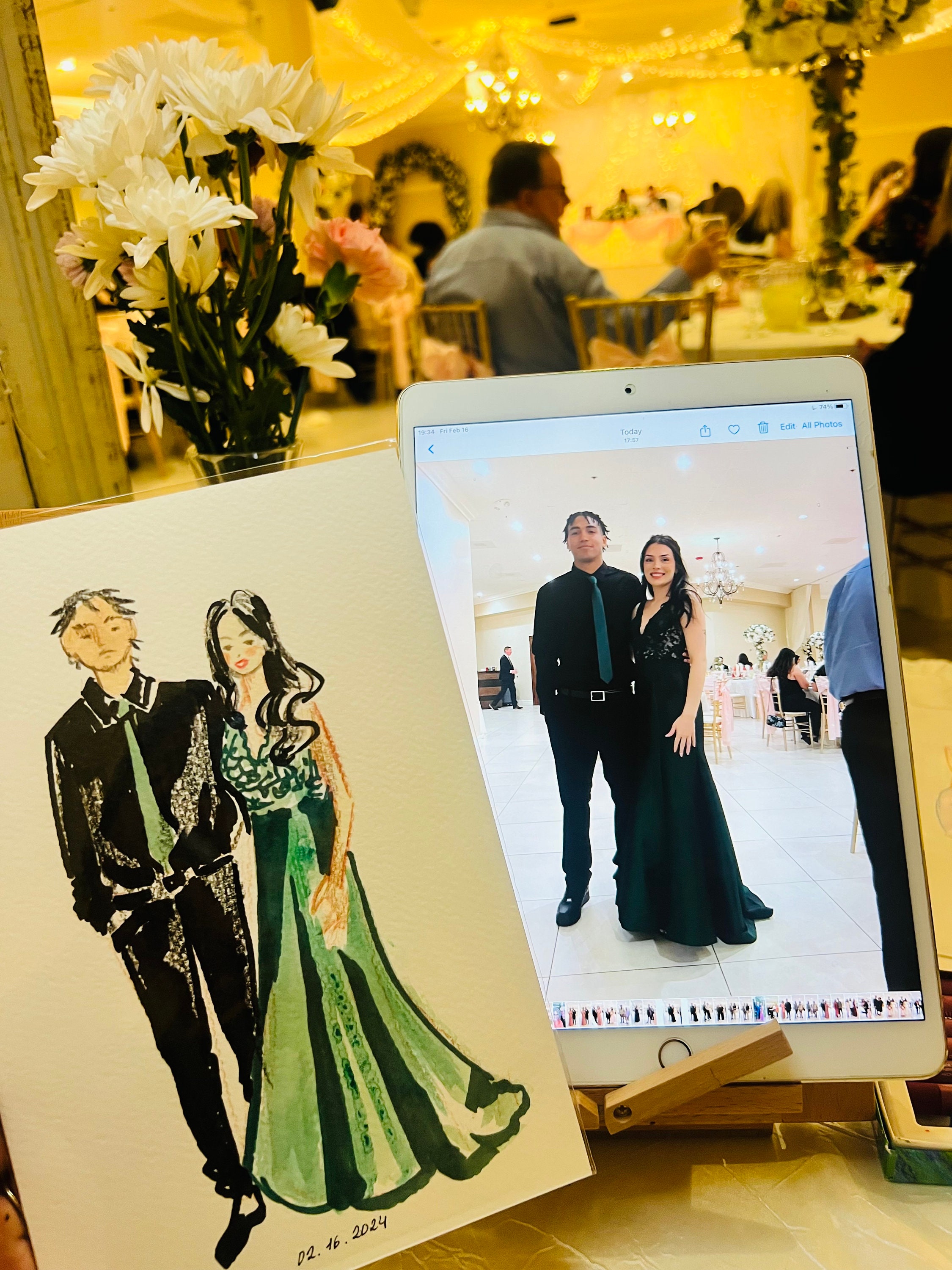 Live Guest Portrait, Live Guest Watercolor Painting, Live Wedding ...