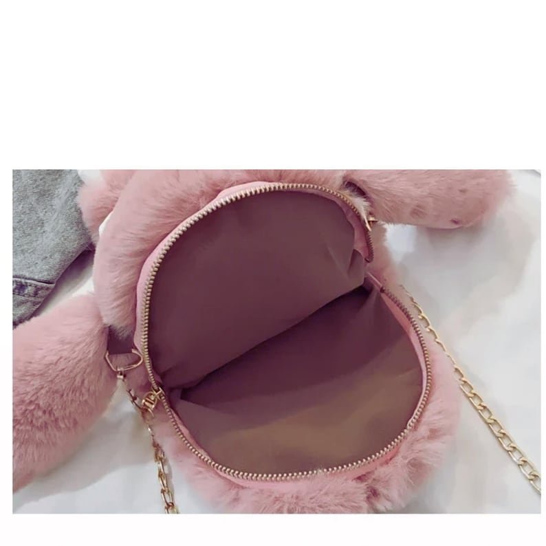 Cute Plush Bunny Rabbit Shoulder Bag, Cartoon Faux Fur Crossbody Purse ...