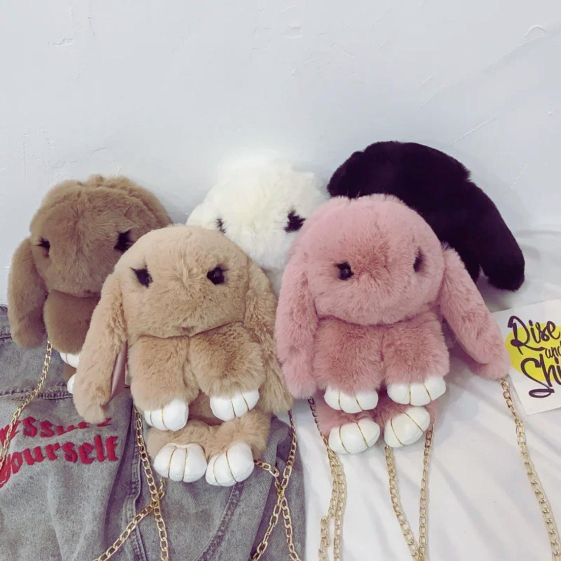 Cute Plush Bunny Rabbit Shoulder Bag, Cartoon Faux Fur Crossbody Purse ...