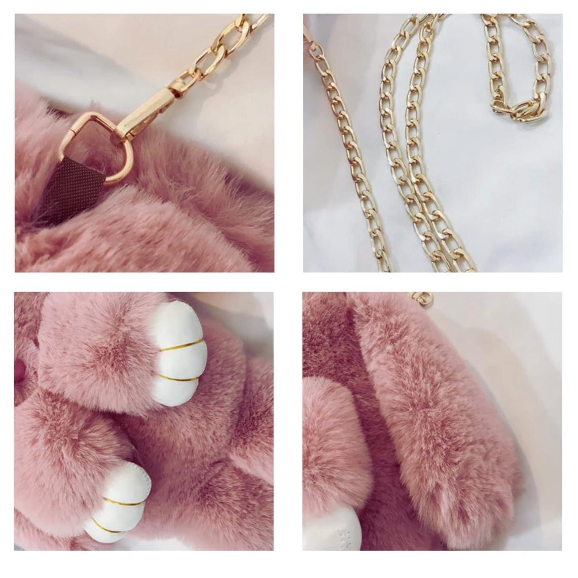 Cute Plush Bunny Rabbit Shoulder Bag, Cartoon Faux Fur Crossbody Purse ...