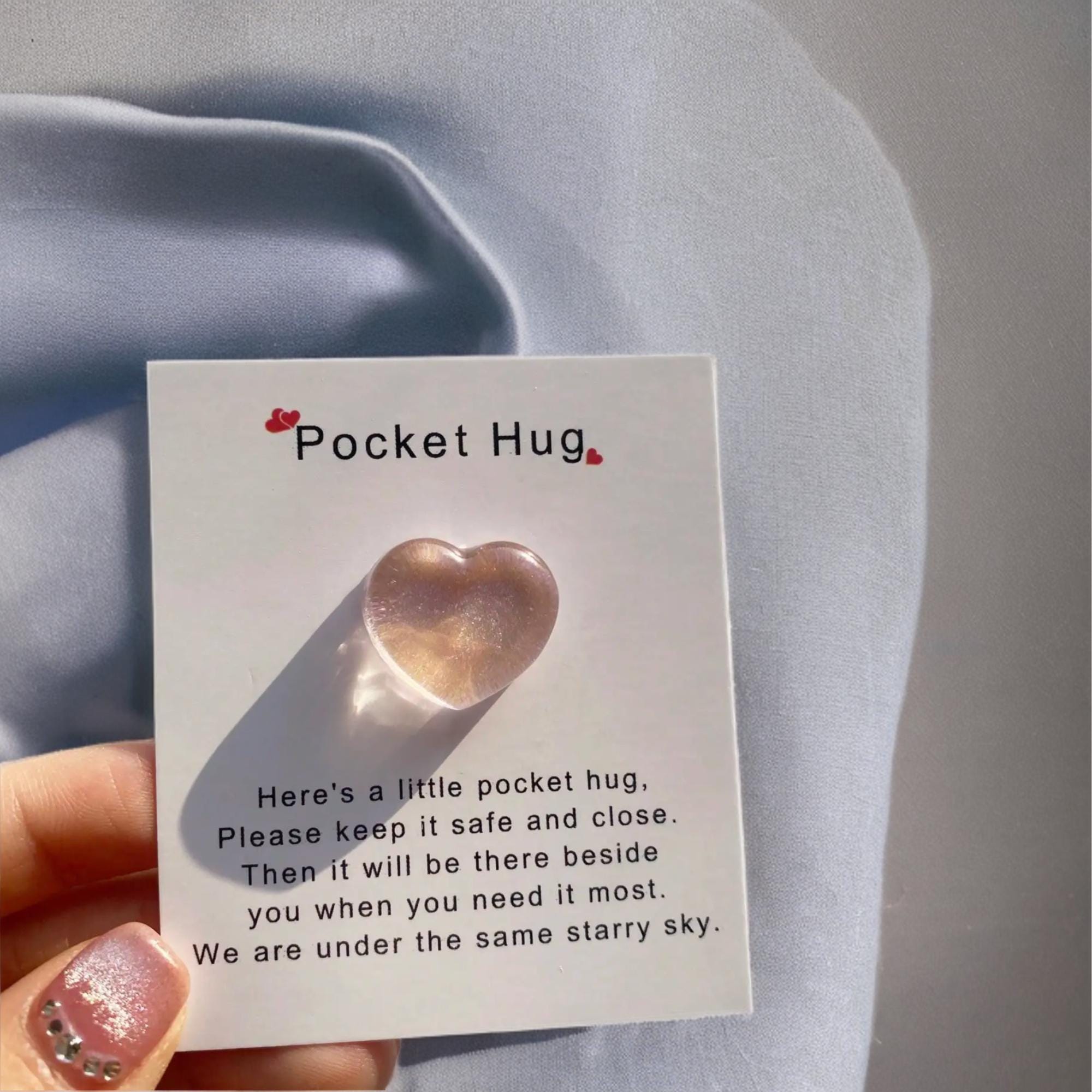 Tiny Pocket Hug Poem Card, Cute Resin Decoration, Encouraging Thinking ...