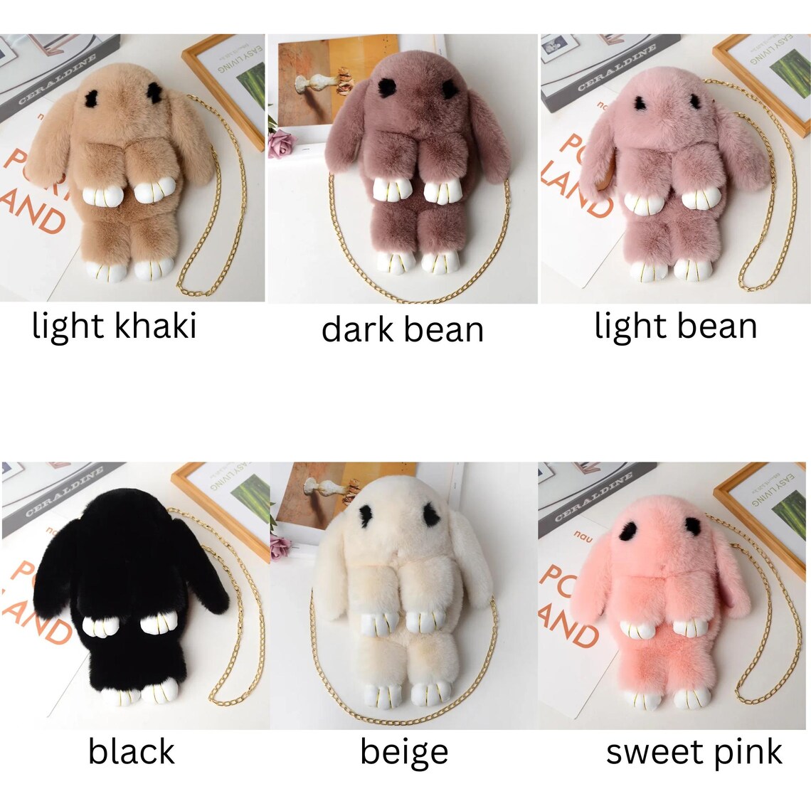 Cute Plush Bunny Rabbit Shoulder Bag, Cartoon Faux Fur Crossbody Purse ...