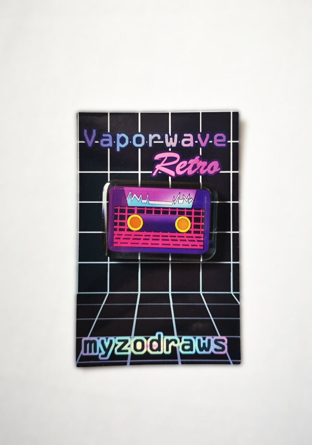 Vaporwave Grid Cassette Acrylic Pin, Cyberpunk Glitch Aesthetic ...