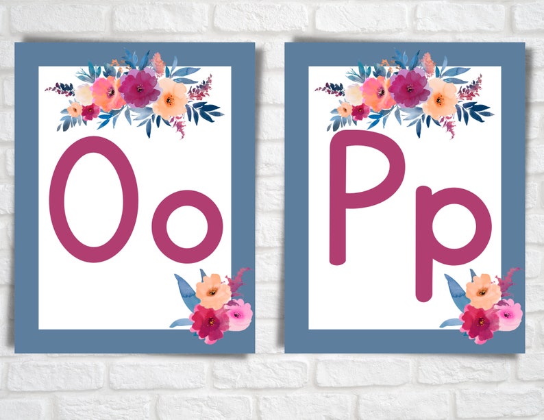 Alphabet Posters Floral Alphabet Posters Printable Alphabet Classroom ...