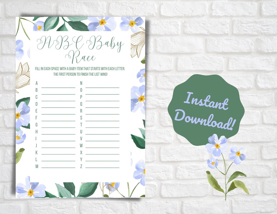 Baby Shower Game ABC Baby Race Baby Shower Game ABC Baby Race Flower ...
