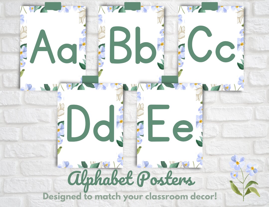 Alphabet Posters Flower Alphabet Posters Printable Alphabet Classroom ...