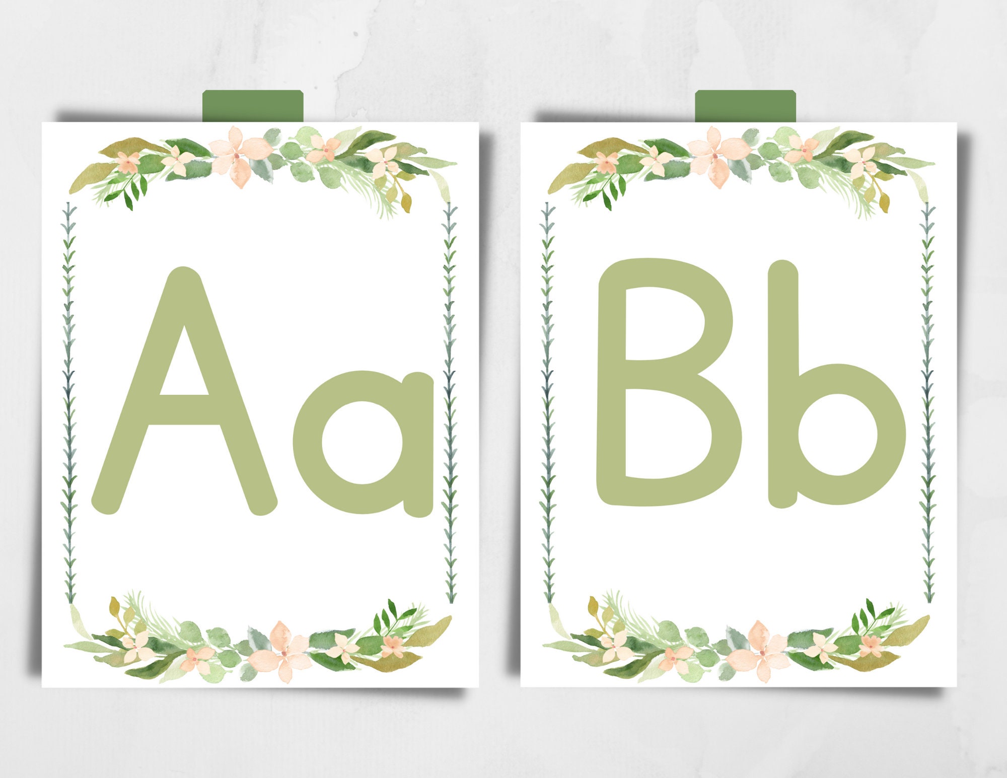 Alphabet Posters Floral Alphabet Posters Printable Alphabet Classroom ...