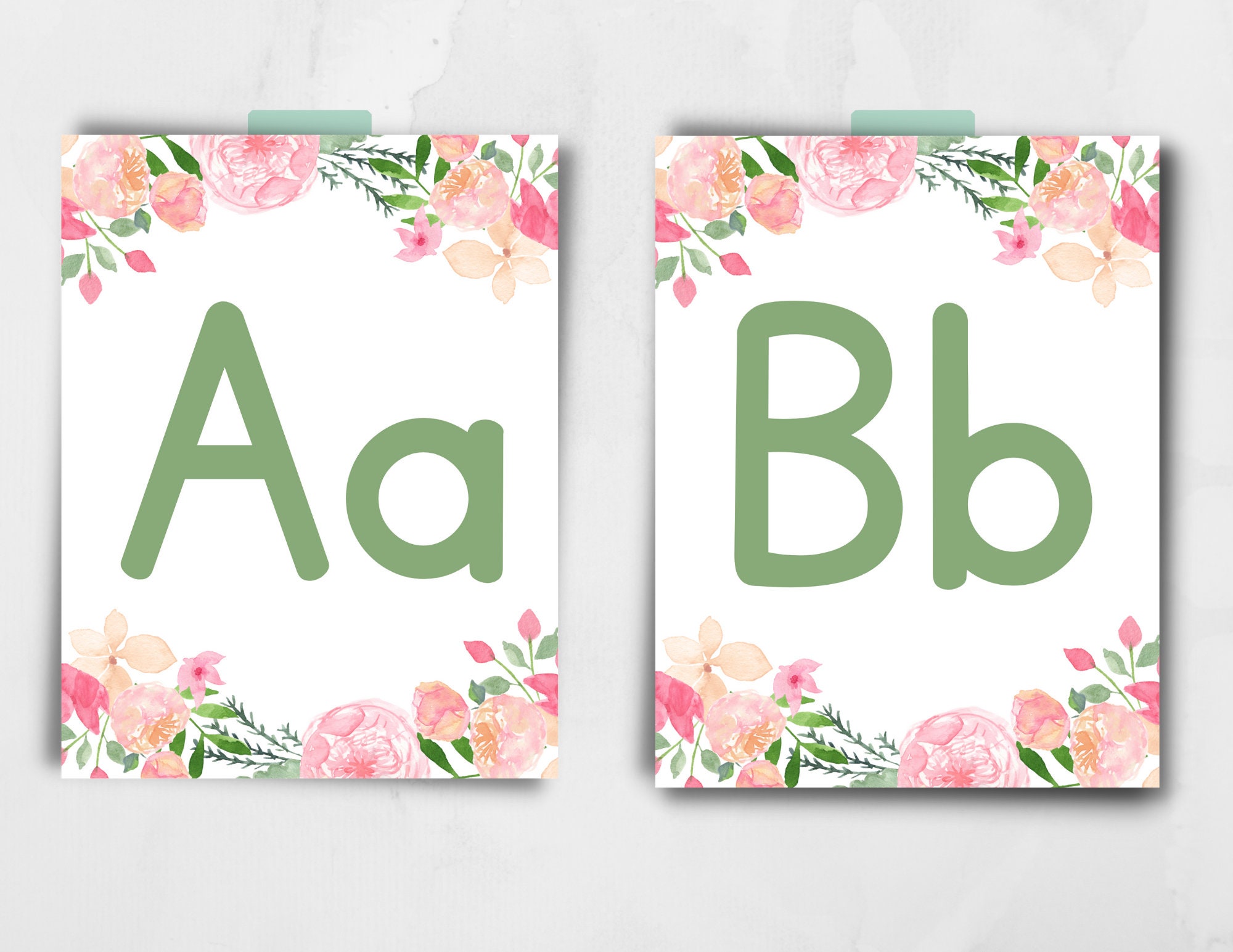 Alphabet Posters Floral Alphabet Posters Printable Alphabet Classroom ...